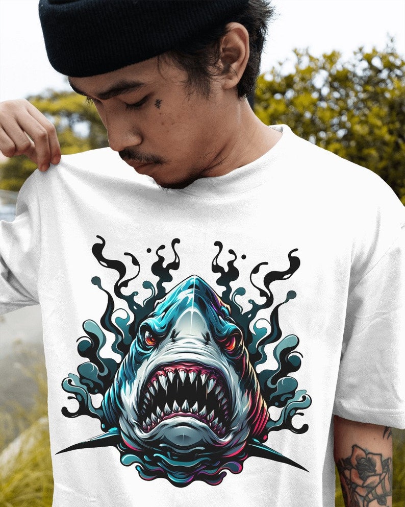Angry Shark Png, Urban Sublimation Design, DTF Graffiti Clipart, Fish ...