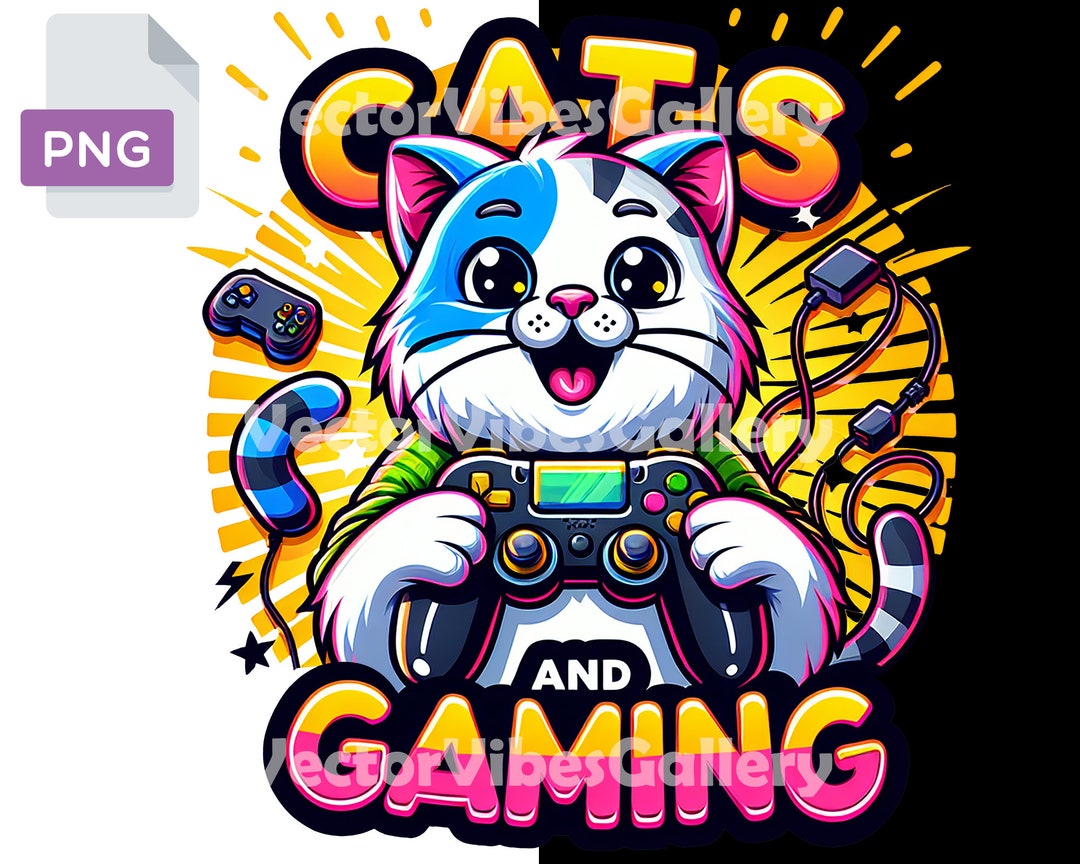 Cats and Gaming PNG, Gamer Clipart, Urban Sublimation Design - Etsy