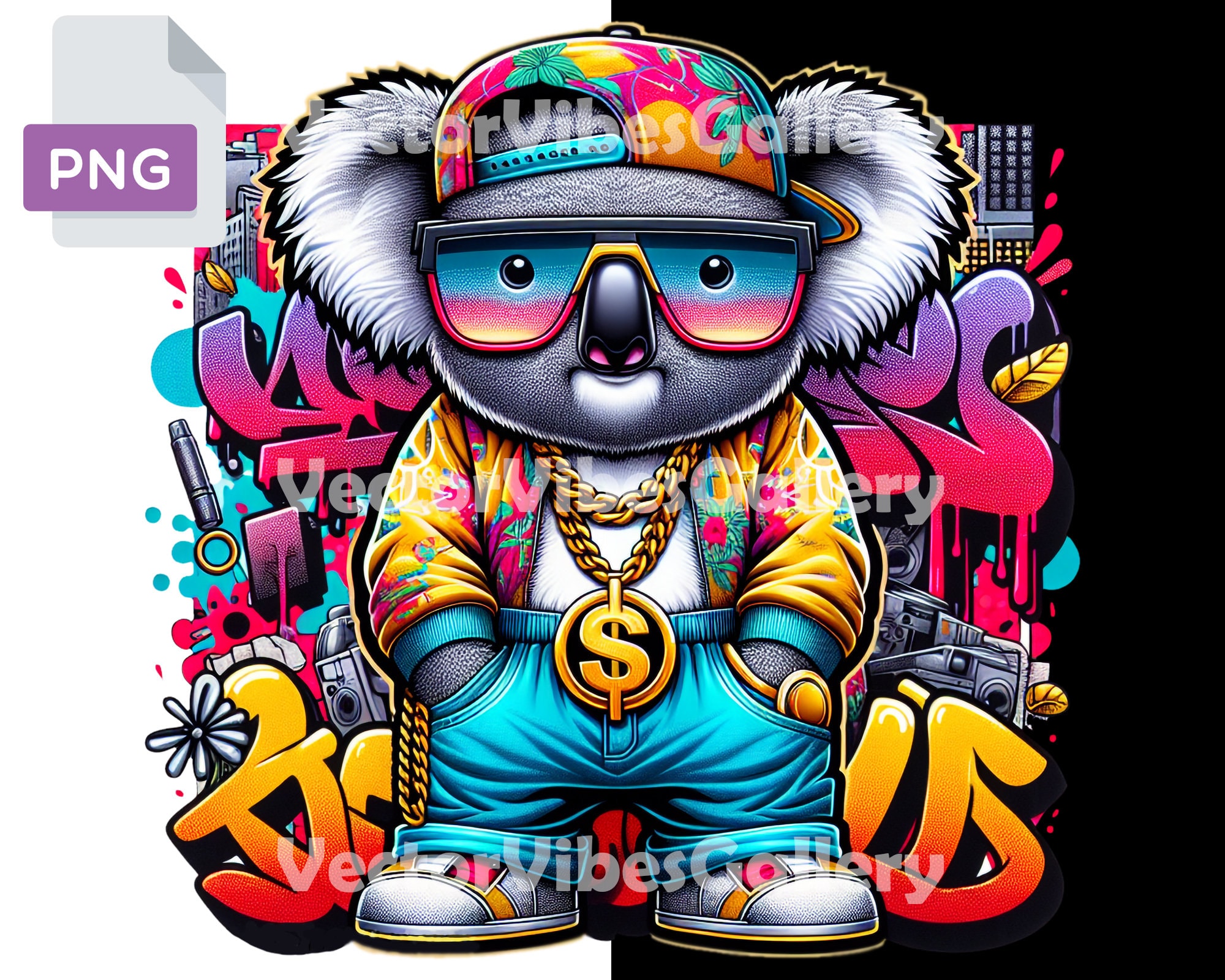 Gangster Koala PNG, Graffiti Streetwear Design (digital) - Etsy