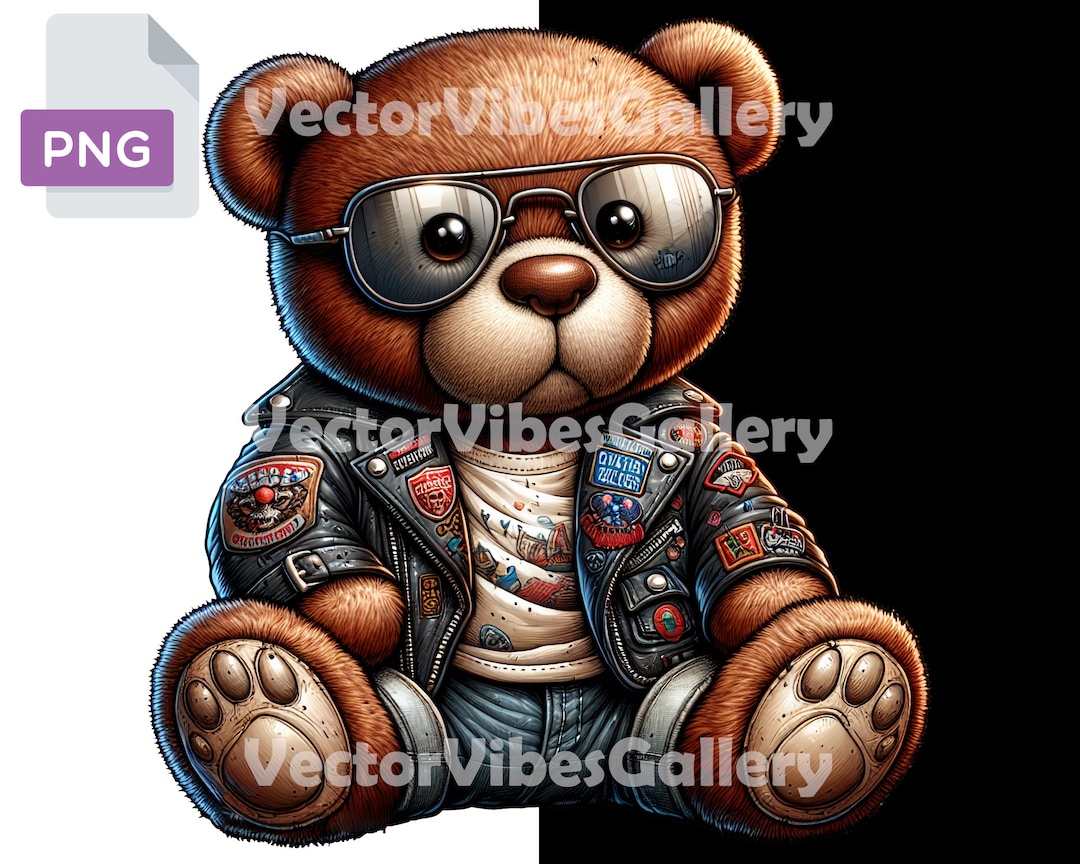 Teddy Bear Biker Racer Png, Urban Sublimation Design, Graffiti DTF ...