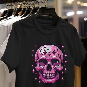 Sparkly Pink Skull Png, Cute Skeleton Sublimation Design, Spooky Skull ...