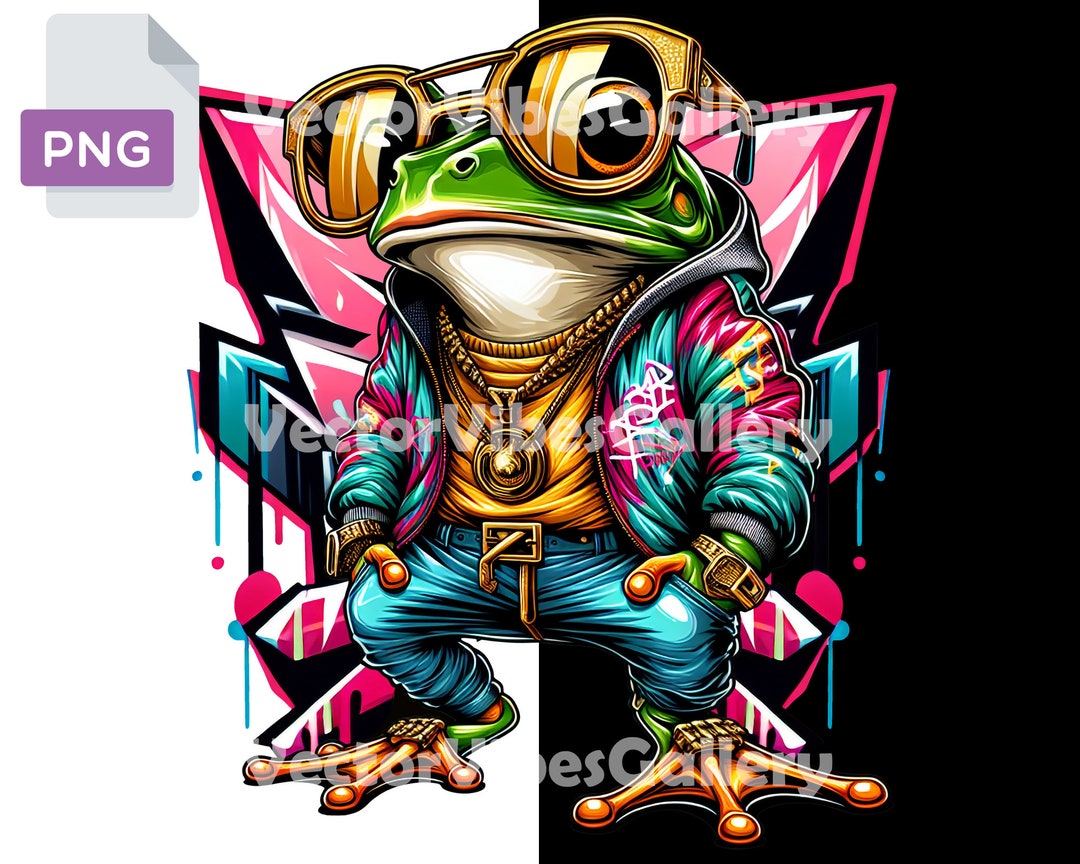 Streetwear Graffiti Frog Png, Urban Sublimation Design, Cartoon Animal ...