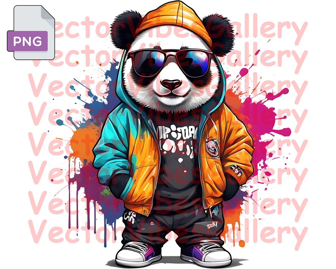 Urban Panda Png, Graffiti Sublimation Design, Hip Hop Vector for Hoodie ...