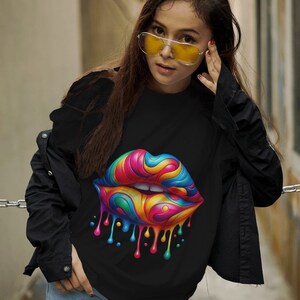Cute Colorful Dripping Lips, Urban Sublimation Design, Lips, Dtf ...