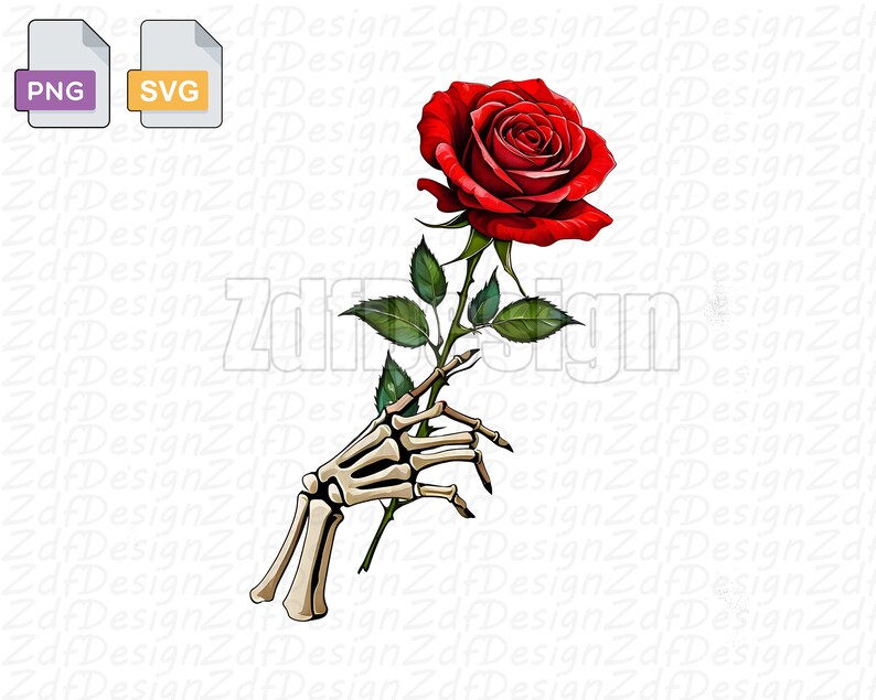 Skeleton Hand Rose Svg Png Death Hand Skull Watercolor - Etsy