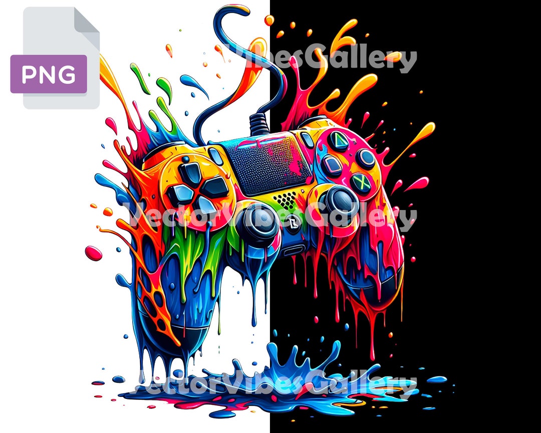 Colorful Dripping Gaming Controller Png, Urban Sublimation Design ...