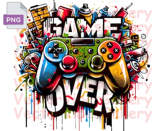 Graffiti Game Over Png, Graffiti Gaming Controller Sublimation Design ...