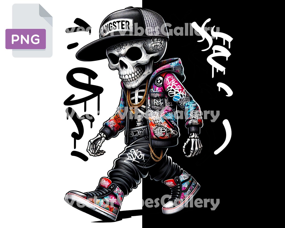 Streetwear Gangster Skeleton Png, Urban Sublimation Design, Hip Hop ...