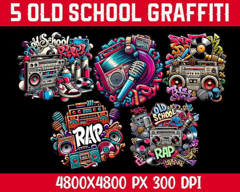 X5 Old School Graffiti Png, Urban Sublimation Design, Rap Music Vector ...