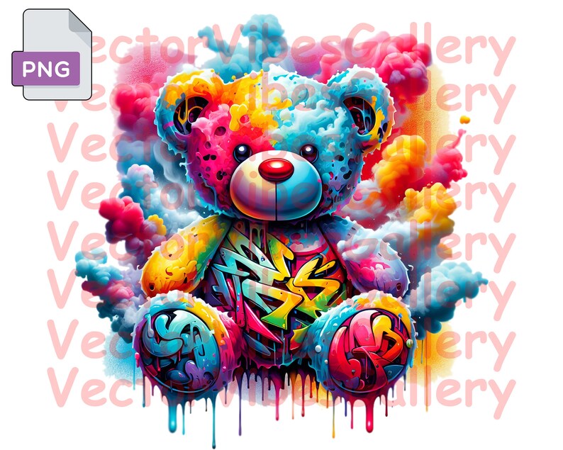 Colorful Graffiti Teddy Bear PNG, Urban Clipart (digital Download) - Etsy