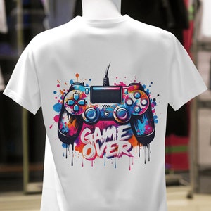 Colorful Game Over Png, Gaming Lovers Sublimation Design With Splashes ...