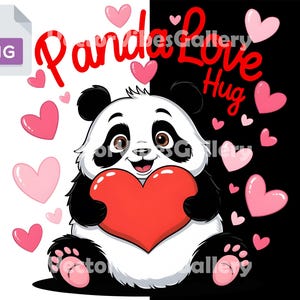 Panda Love Hug PNG, Cute Valentine’s Day Panda Sublimation Design ...