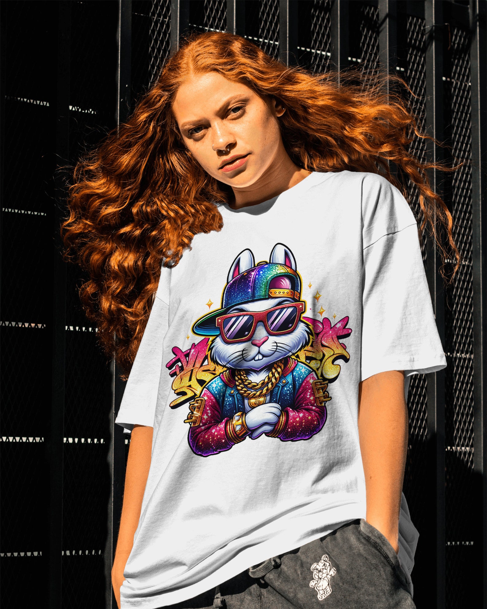 Sparkly Streetwear Bunny Png, Urban Sublimation Design, Downloadable Streetwear Digital Colorful ...