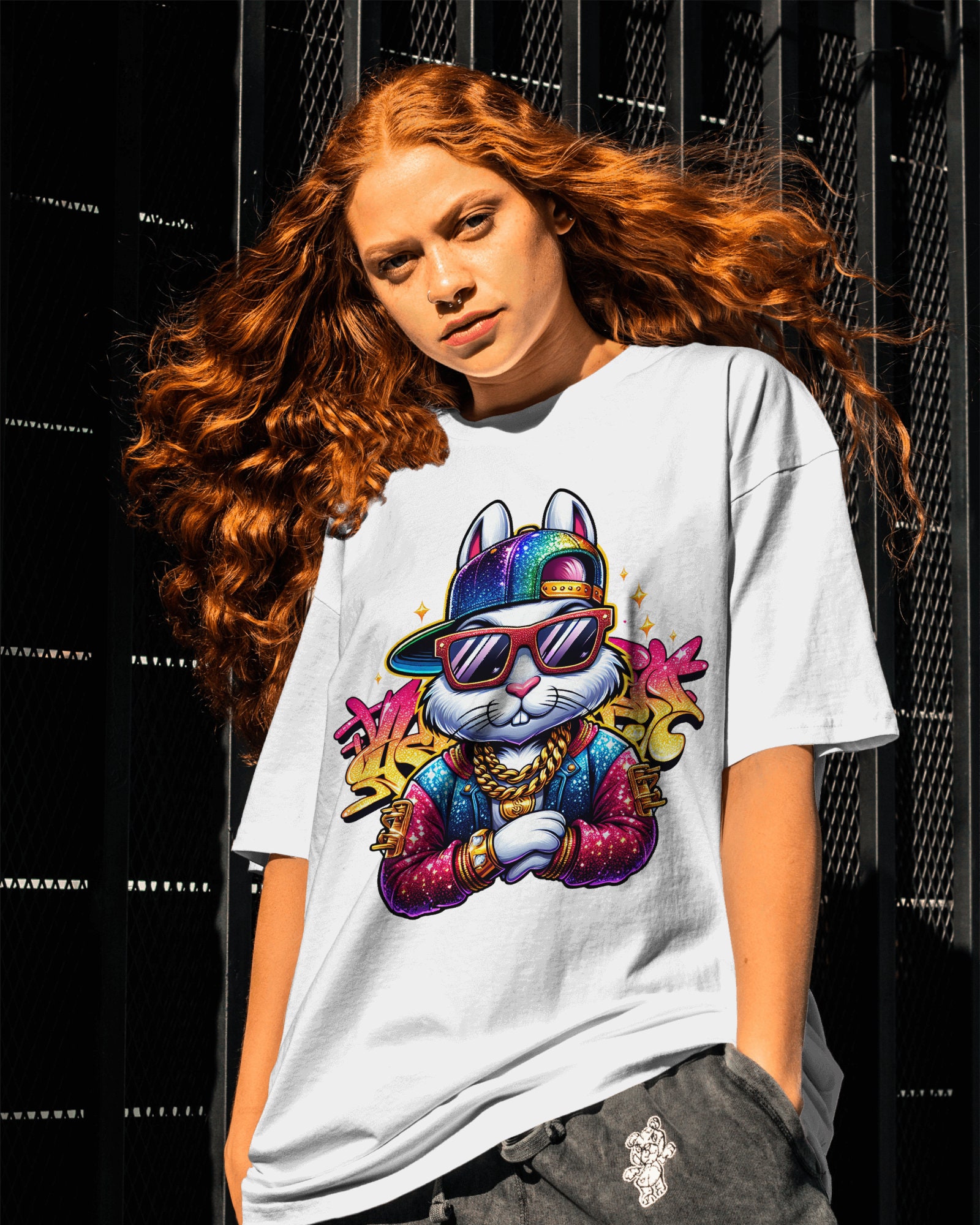 Sparkly Streetwear Bunny Png, Urban Sublimation Design, Downloadable ...