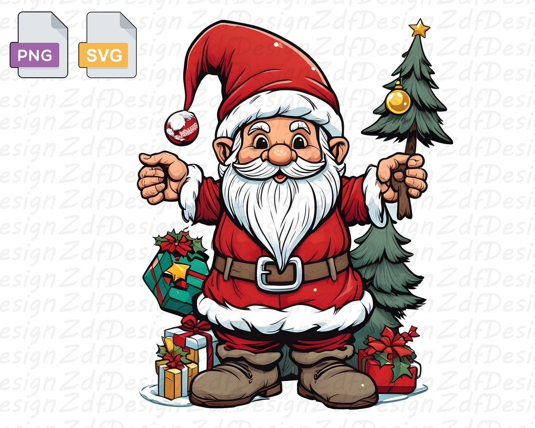 Festive Gnome Svg, Png, Clipart for Holiday Crafting, Cheerful Gnome ...