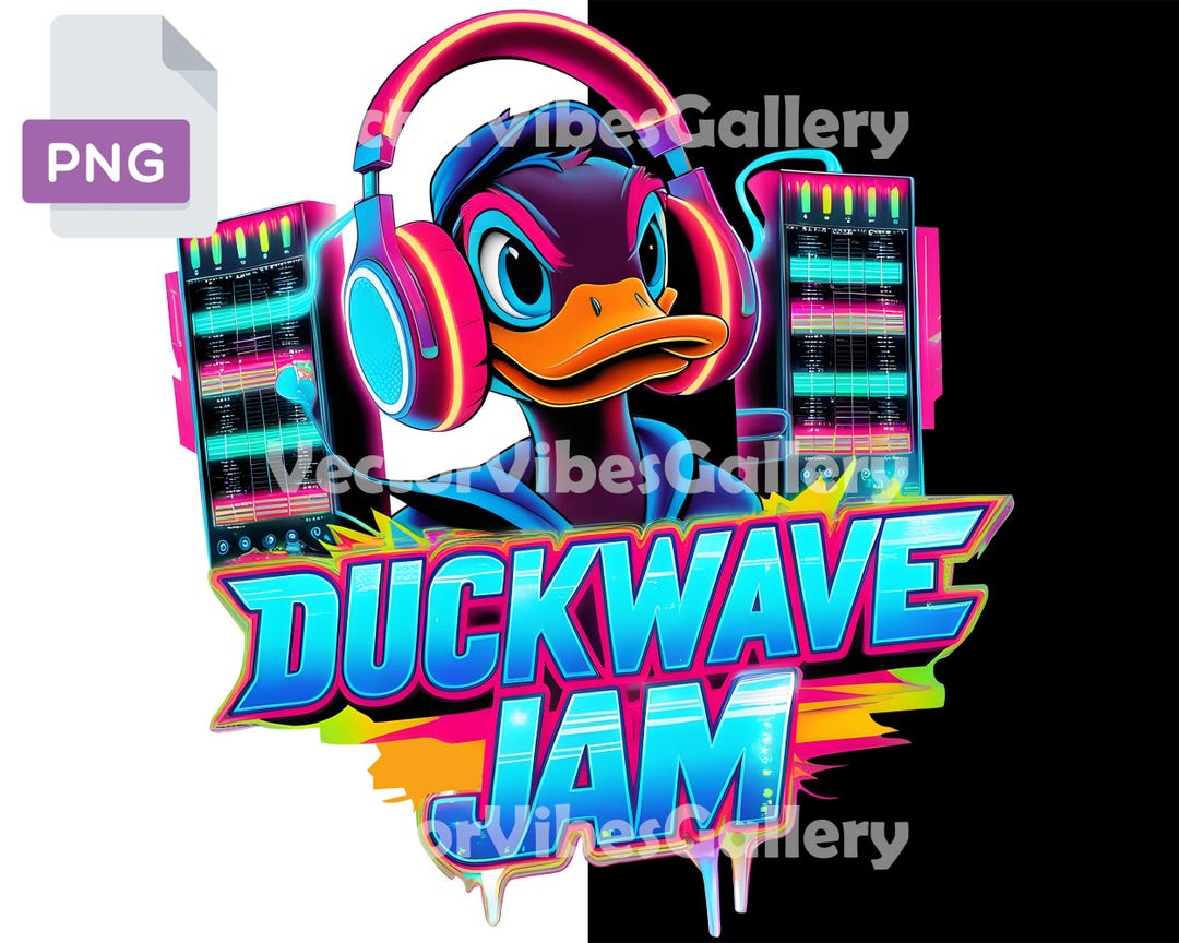 Duckwave Jam T-shirt Design, Urban Neon Graffiti Clipart (PNG) - Etsy UK