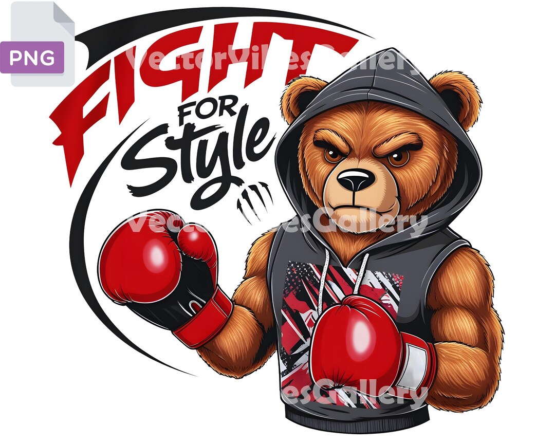 Fight for Style PNG Design, Boxing Teddy Bear Instant Digital Download ...