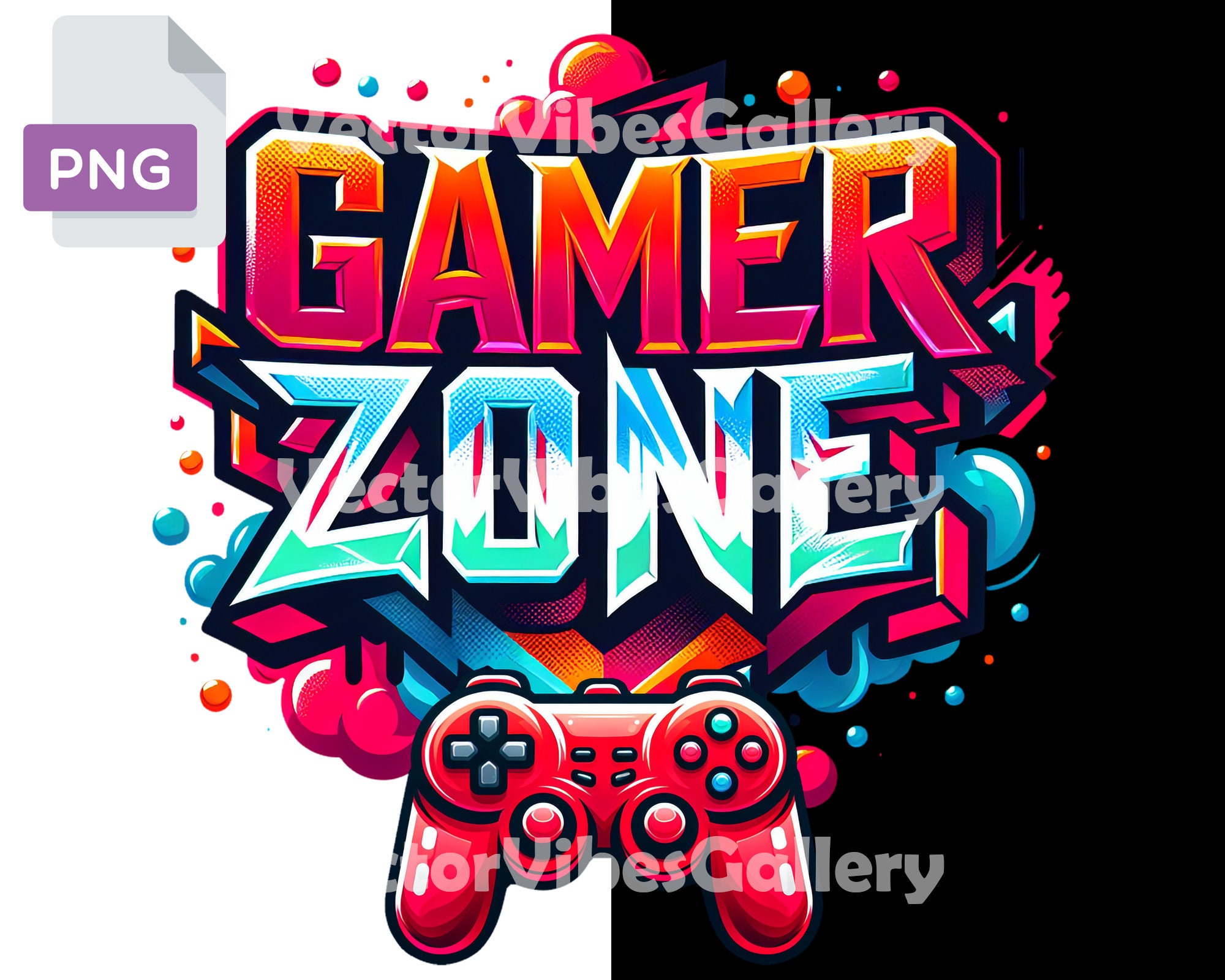 Gamer Zone Png, Gaming Sublimation Design, Game Room Decor, Colorful ...