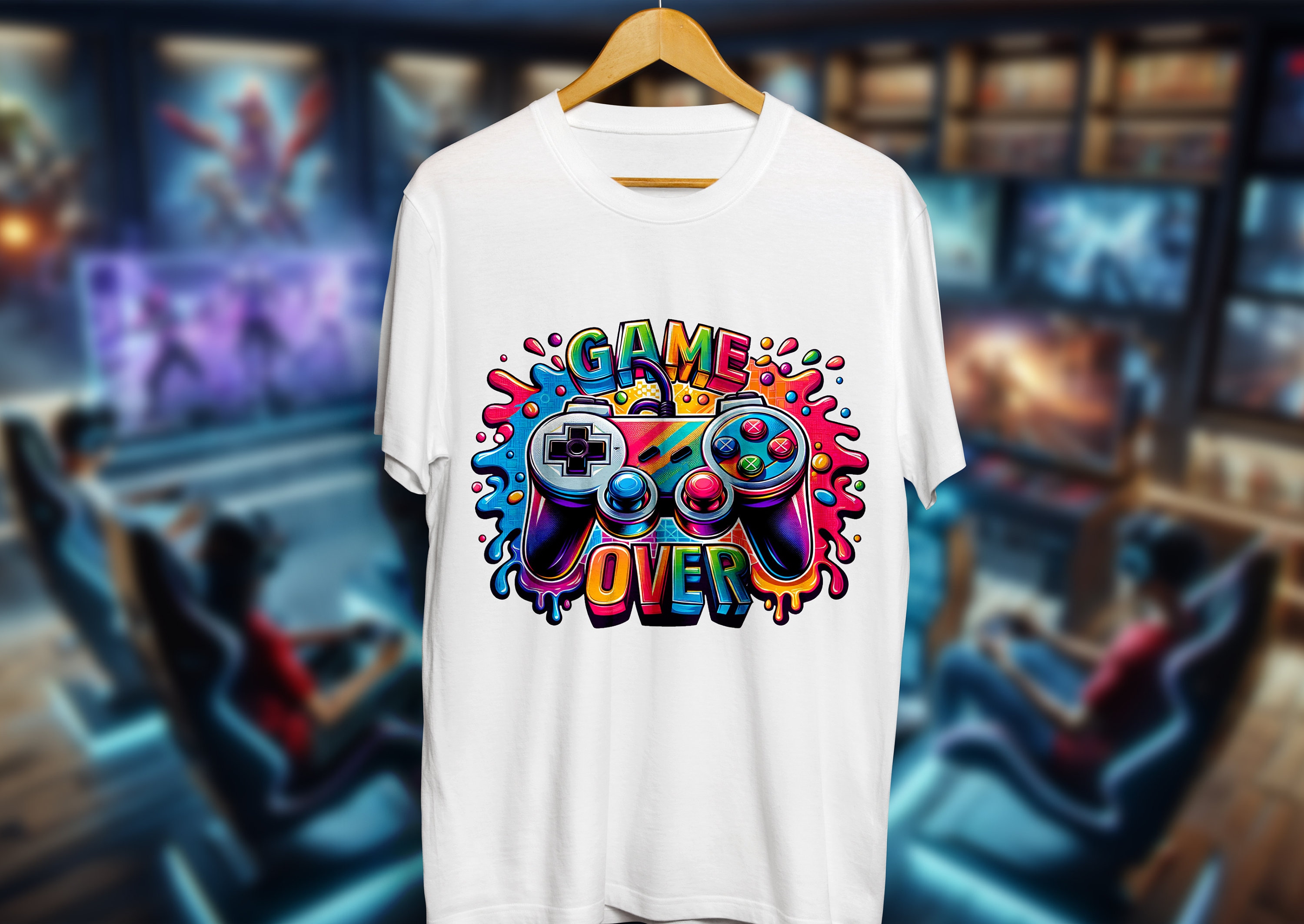 Game Over Colorful Png, Gaming Lover Sublimation Design, Controller ...