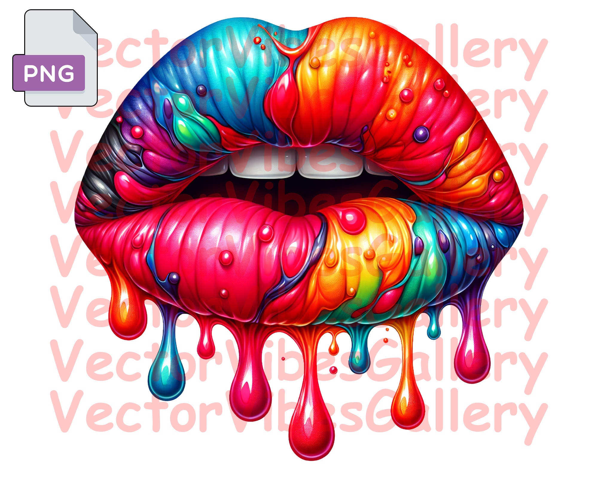 Colorful Dripping Lips Png, Urban Sublimation Design, Love Cutfile ...