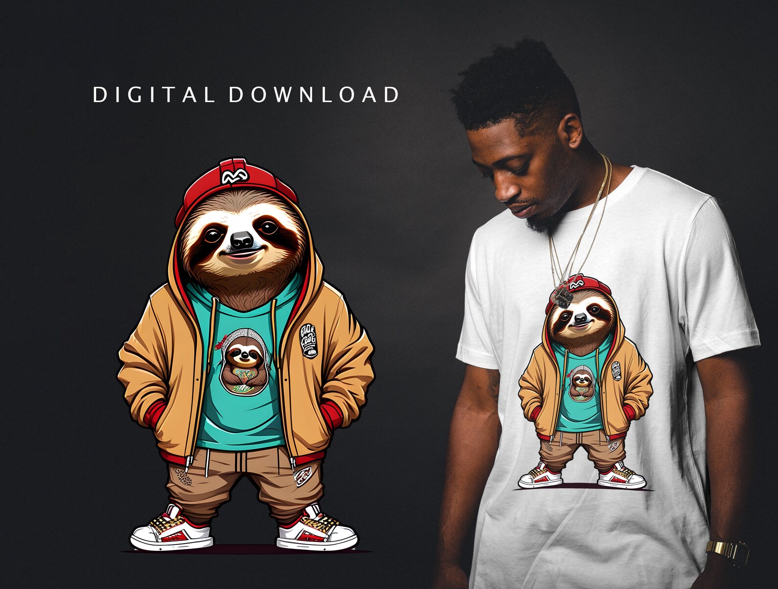 Cool Sloth Svg Png Sloth Lover Urban Sublimation Animal - Etsy