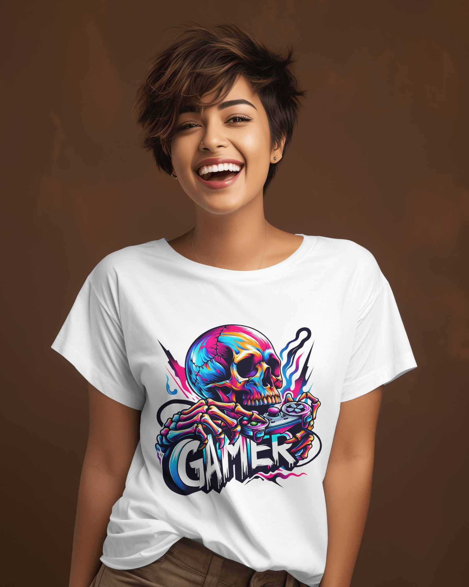 Colorful Skull Gamer Png, Urban Sublimation Design, Gaming Lover ...