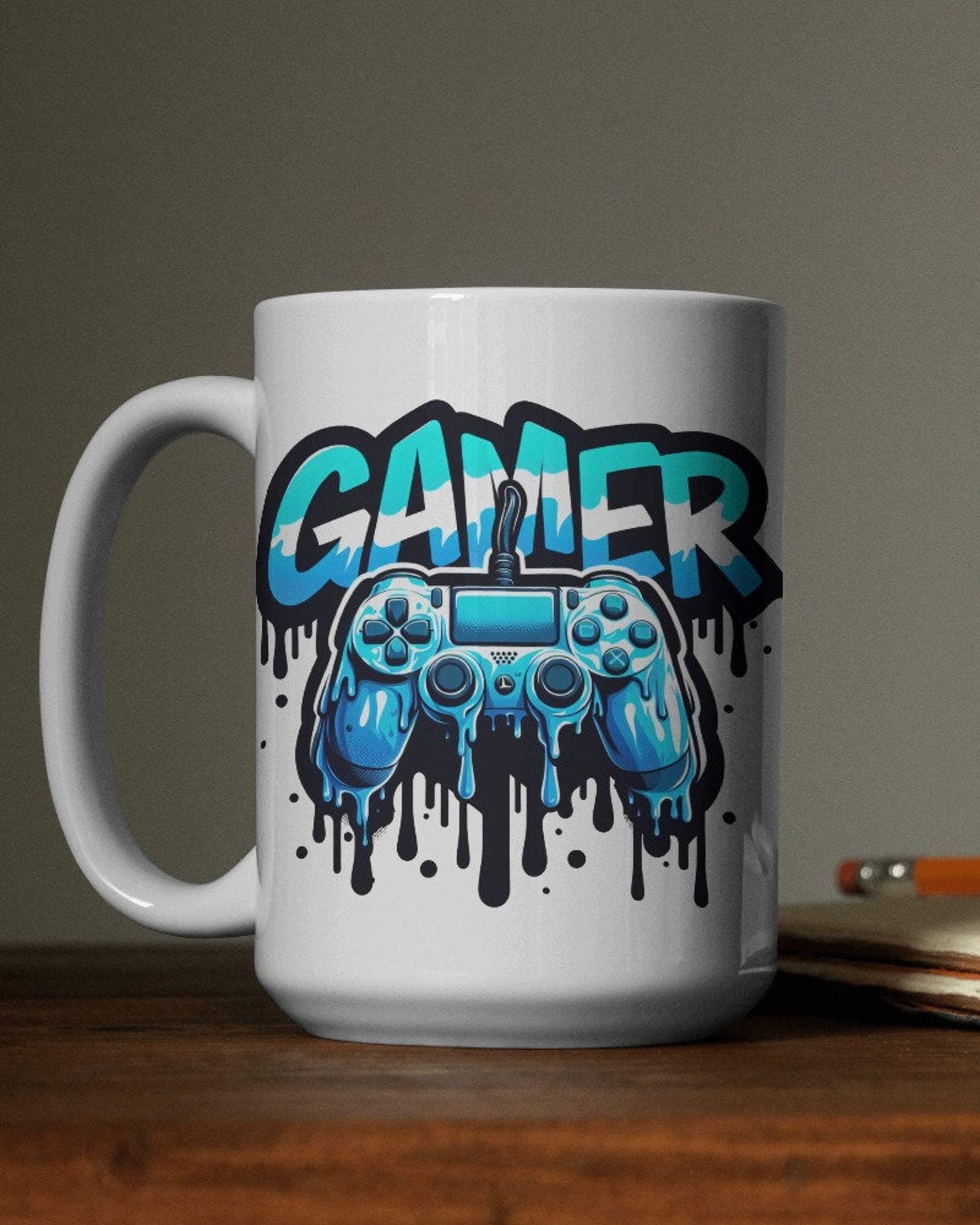 Gamer Png, Gaming Sublimation Design, Dripping Blue Graffiti Controller ...