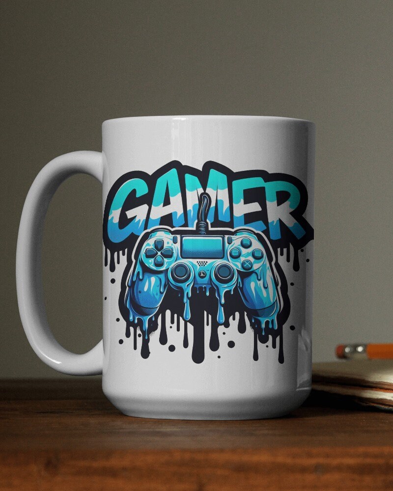 Gamer Png, Gaming Sublimation Design, Dripping Blue Graffiti Controller ...