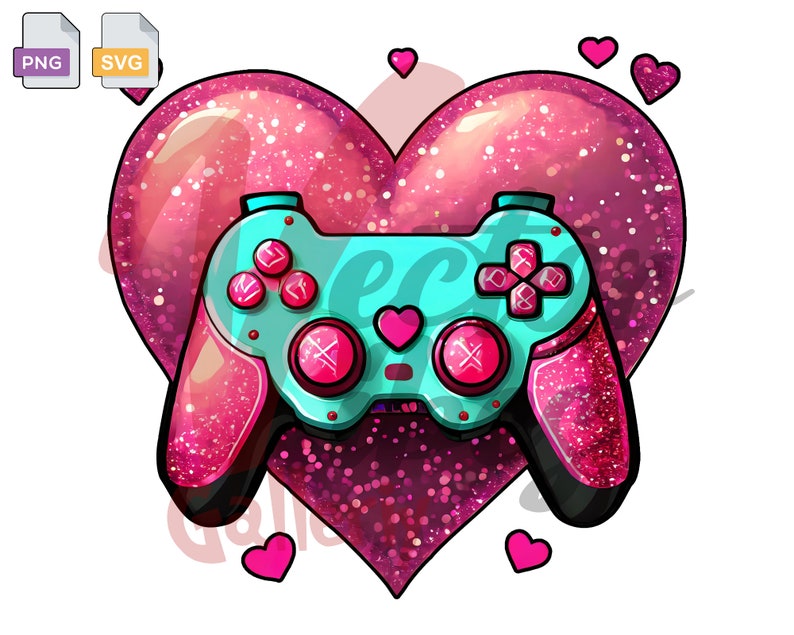 Pink Valentine's Gaming Controller SVG, PNG Clipart (digital Download ...