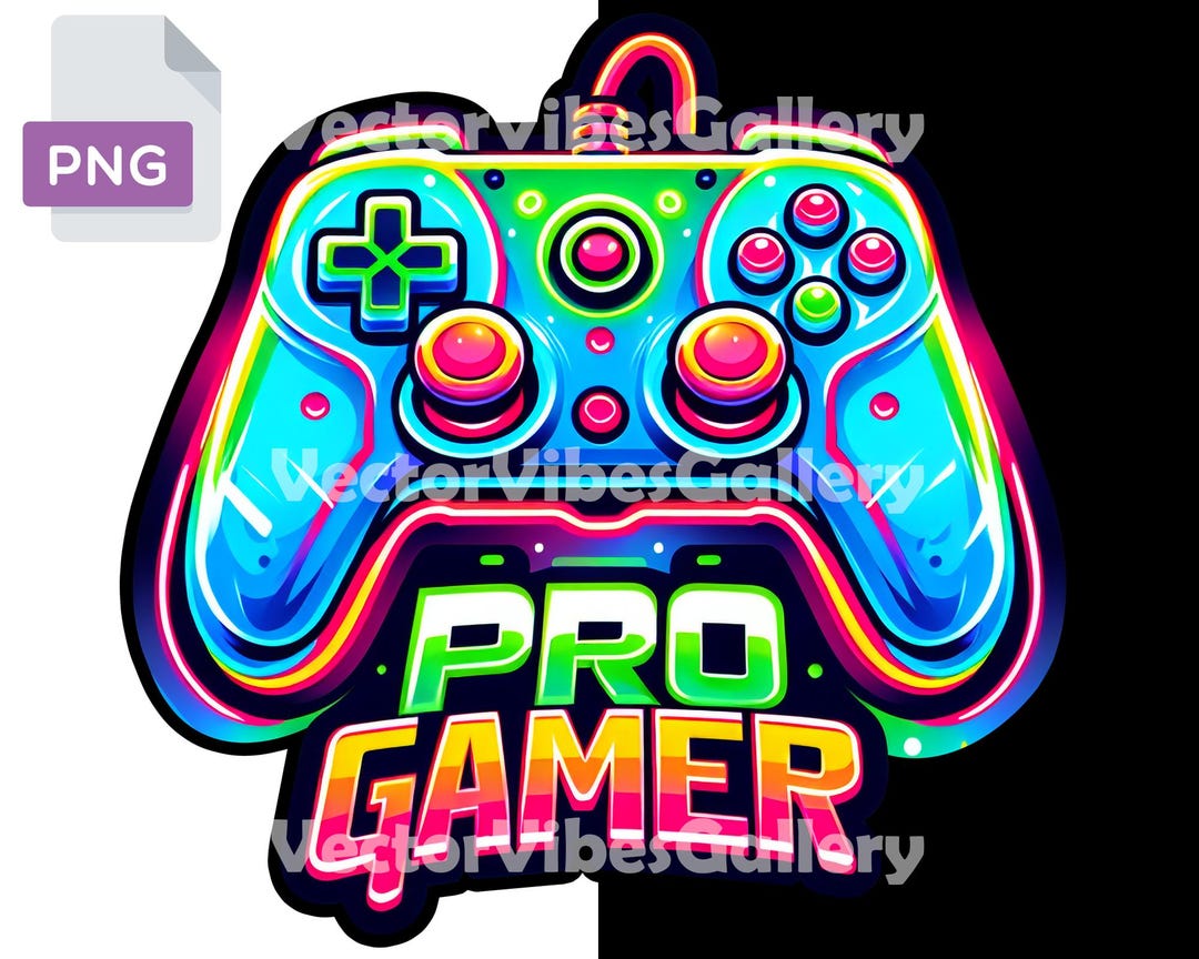 Colorful Neon Pro Gamer Png, Gaming Sublimation Design, Printable Gift ...