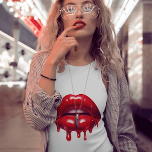 Aesthetic Dripping Lips Png, Printable Biting Bleeding Lips ...