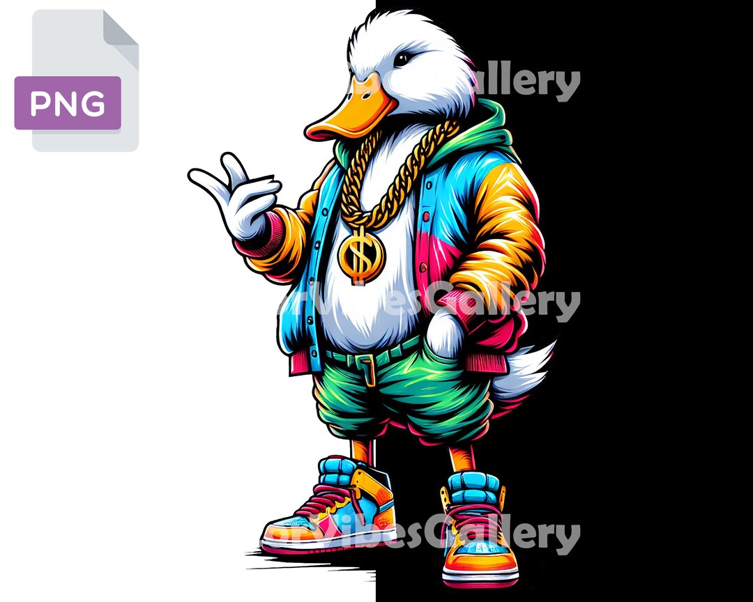 Cartoon Hip Hop Duck Png, Urban Sublimation Design, Vector Bird Shirt ...