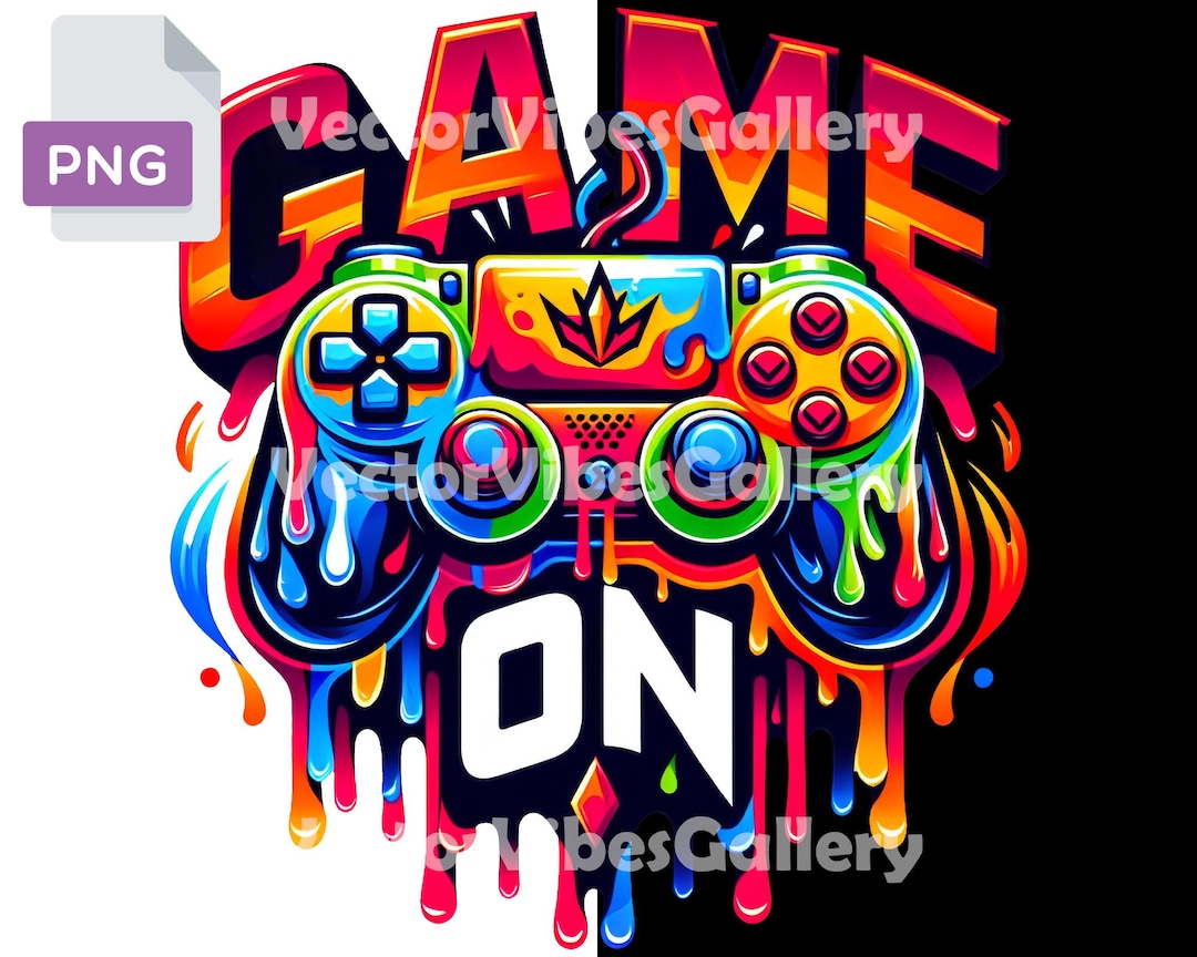 Colorful Controller Game on Png, Graffiti Gaming Sublimation Design ...