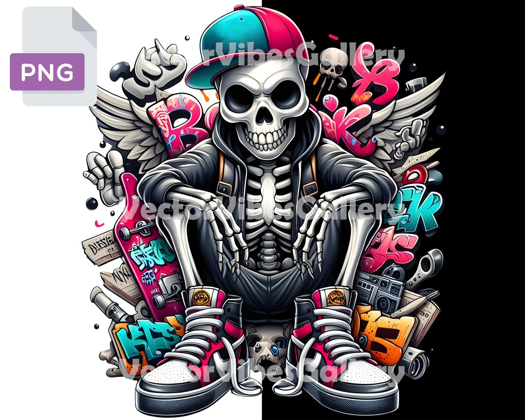 Urban Skeleton Graffiti PNG, Hip Hop Skull Design (digital Download) - Etsy