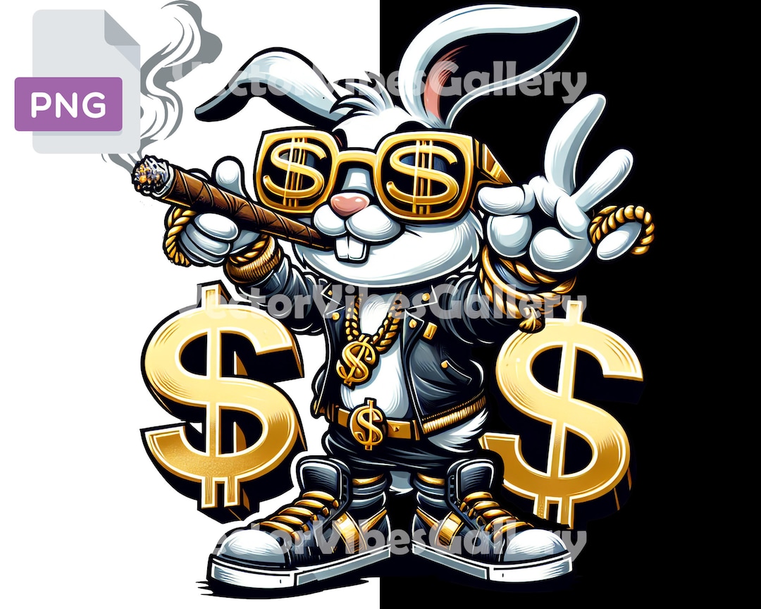 Rich Gangster Bunny Png, Urban Sublimation Design, Streetwear Rabbit ...