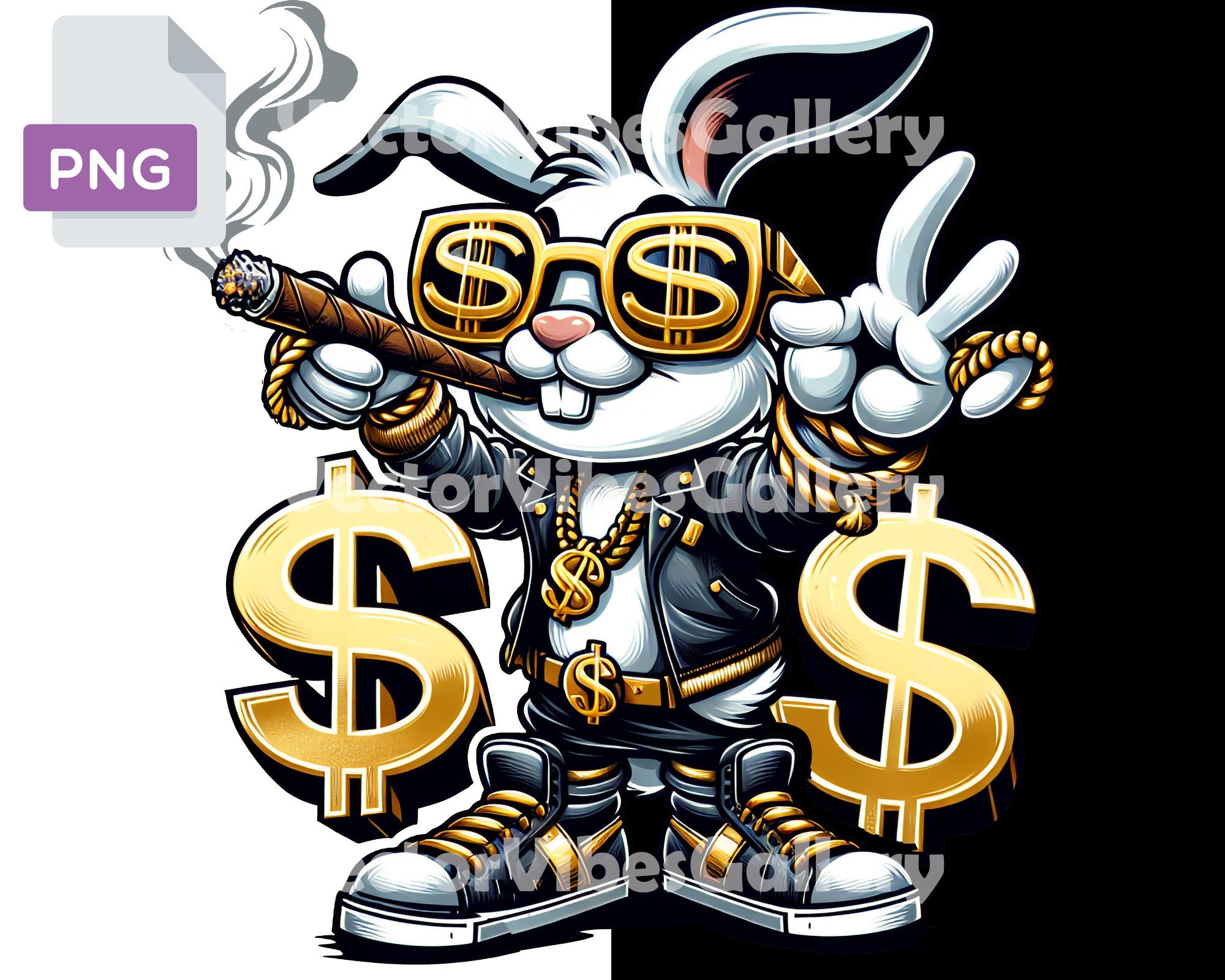 Rich Gangster Bunny Png, Urban Sublimation Design, Streetwear Rabbit ...