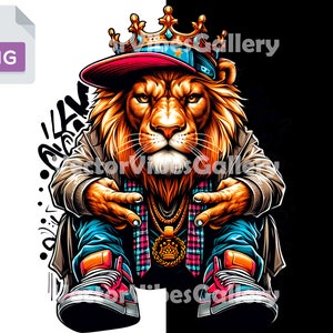 Gangster Lion Png, Urban Sublimation Design, Graffiti DTF Clipart ...