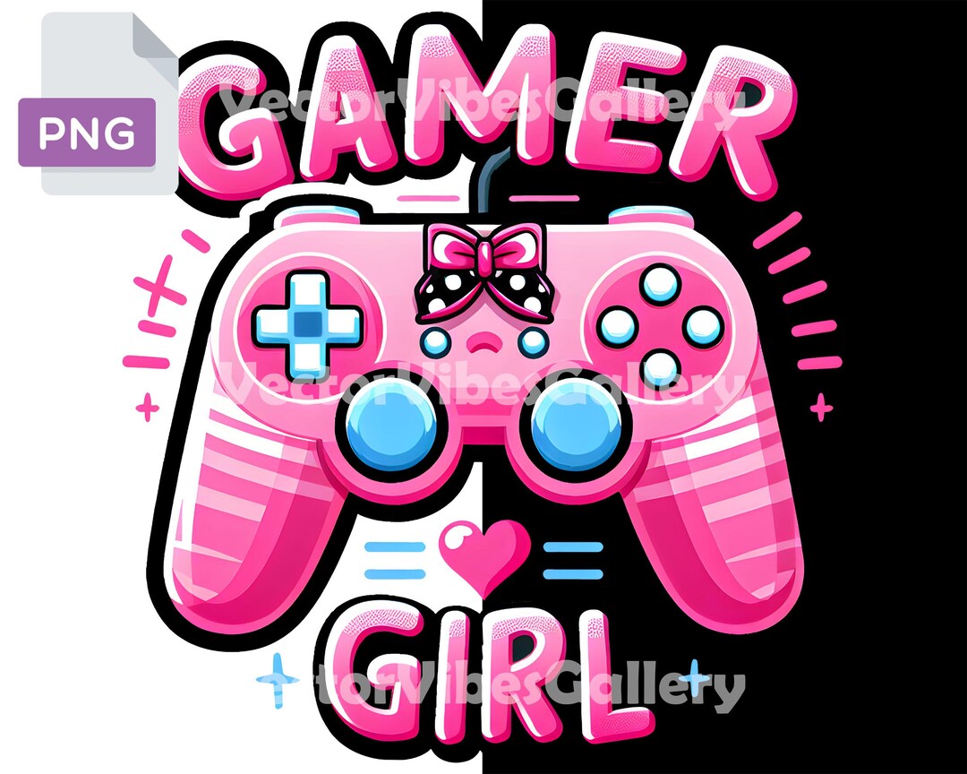 Gamer Girl Pink Gaming Controller PNG, Graffiti Digital Design for ...
