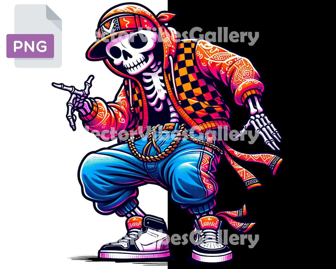 Hip Hop Dancing Skeleton Png, Urban Sublimation Design, Graffiti DTF ...