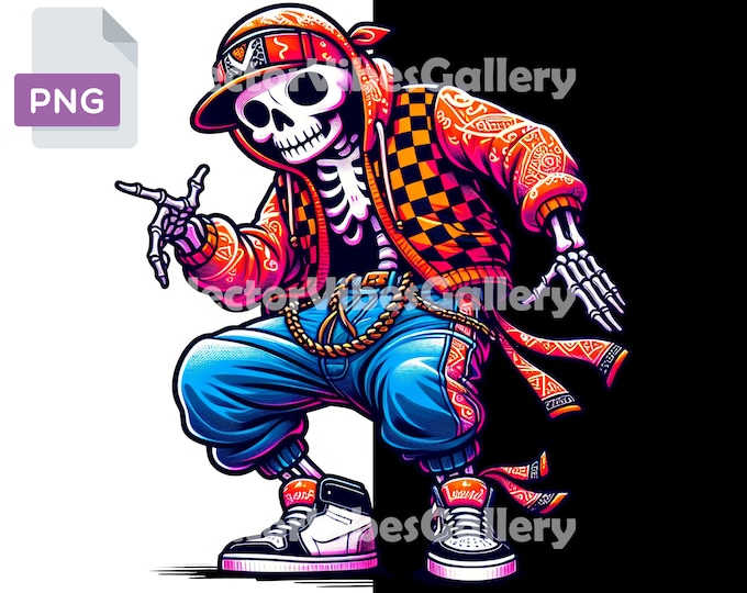 Hip Hop Skeleton Clipart Vector Graphic Svg Png Jpg Eps Sticker Design ...
