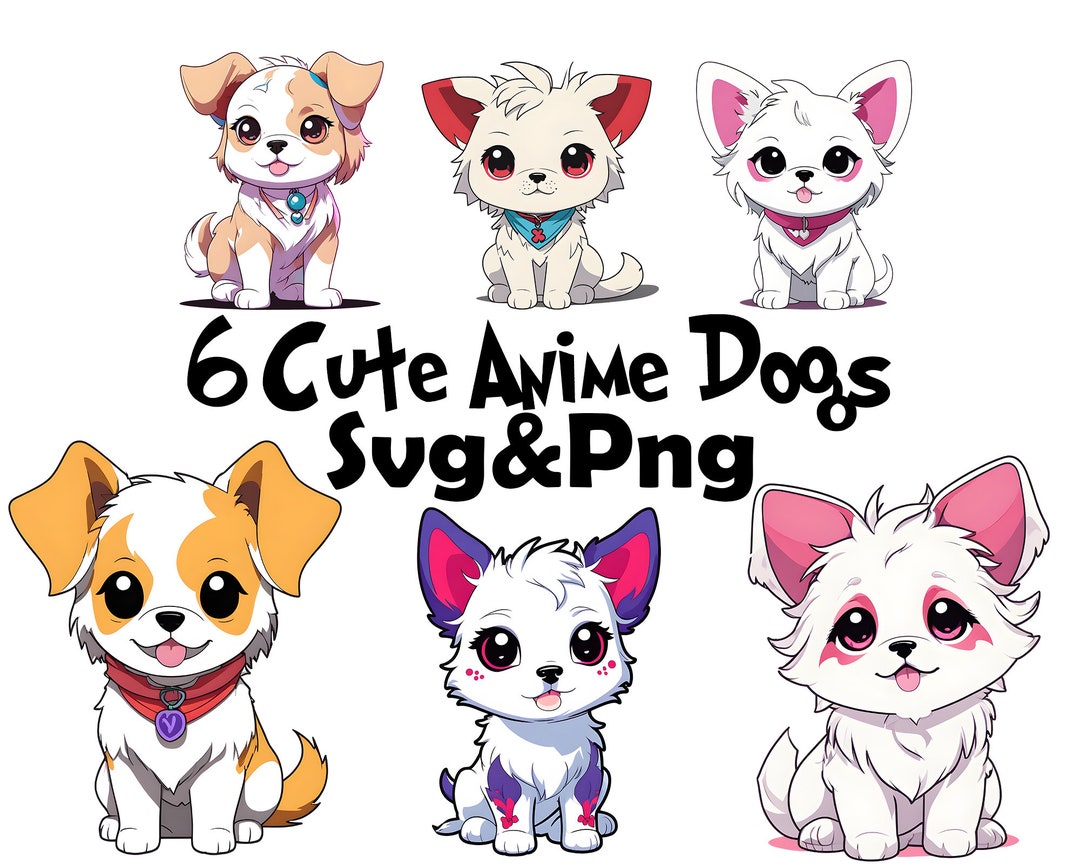 Dogs Cliparts Bundle Cute Anime Dogs Bundle Svg Png Clipart - Etsy