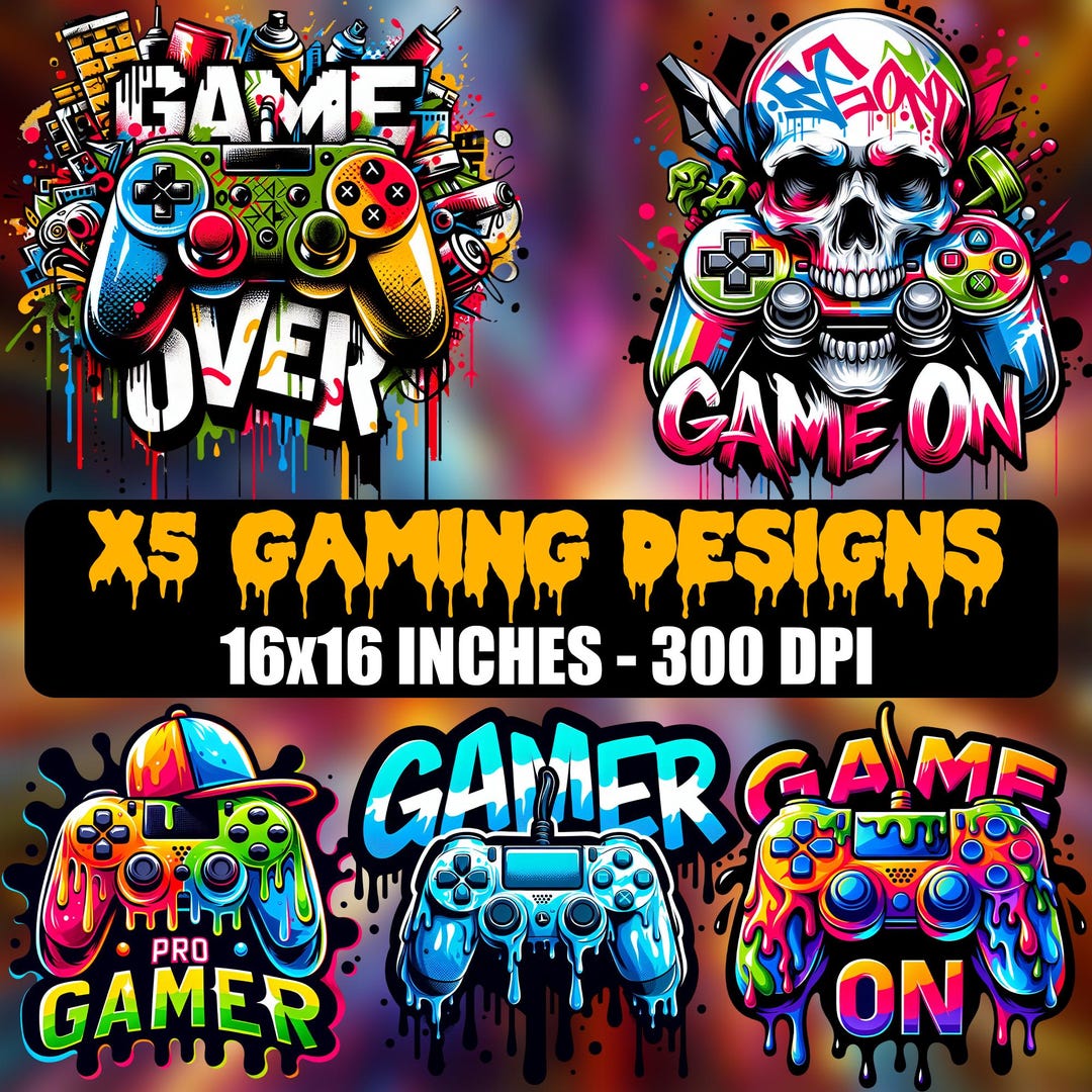 X5 Gaming Designs Bundle Png, Graffiti Sublimation Design, Gift for ...