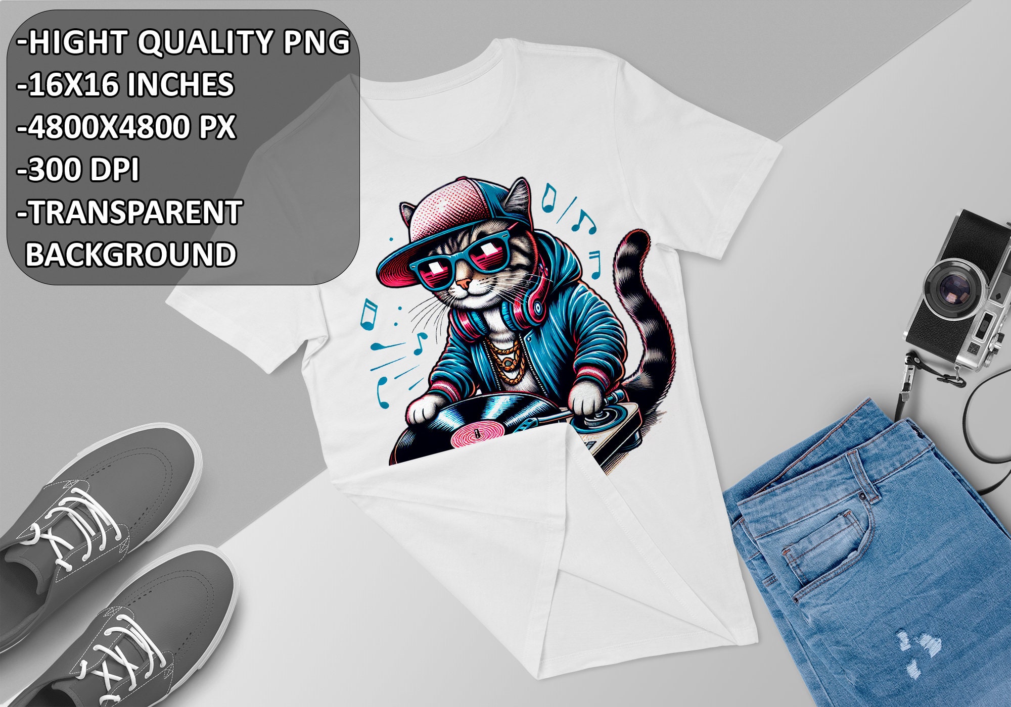 DJ Cat Turntable Png, Urban Sublimation Design, Hip Hop Music Clipart ...
