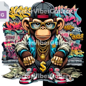 Streetwear Gangster Monkey Png, Urban Sublimation Design, Graffiti ...