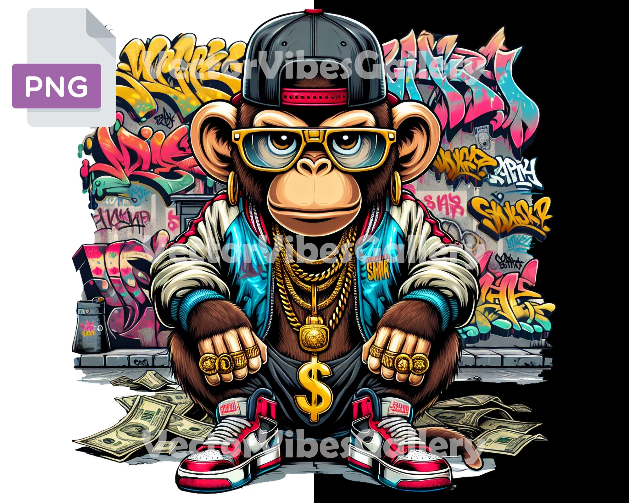 Streetwear Gangster Monkey Png, Urban Sublimation Design, Graffiti ...