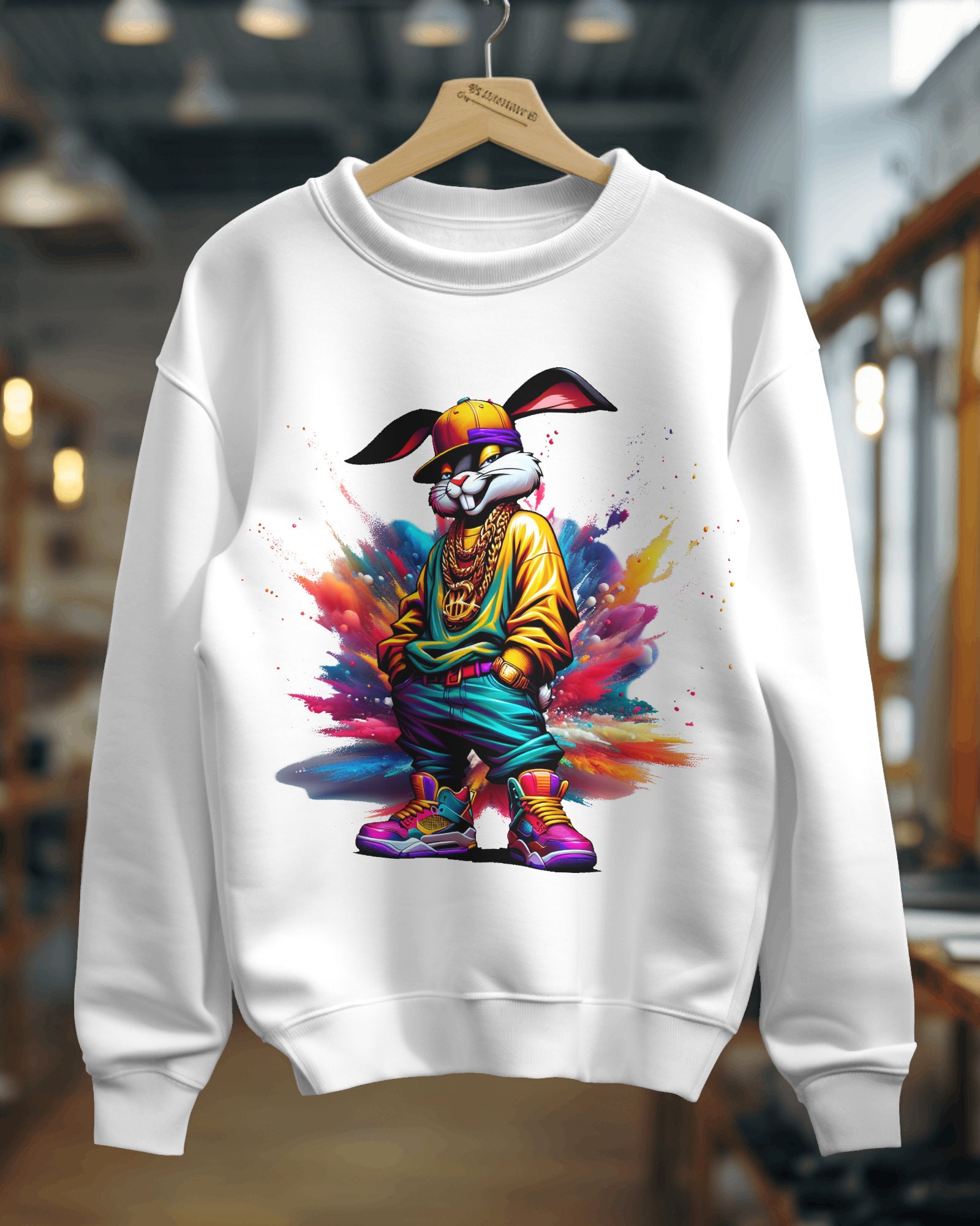 Cool Colorful Retro Bunny Png, Urban Graphic Sublimation Design ...