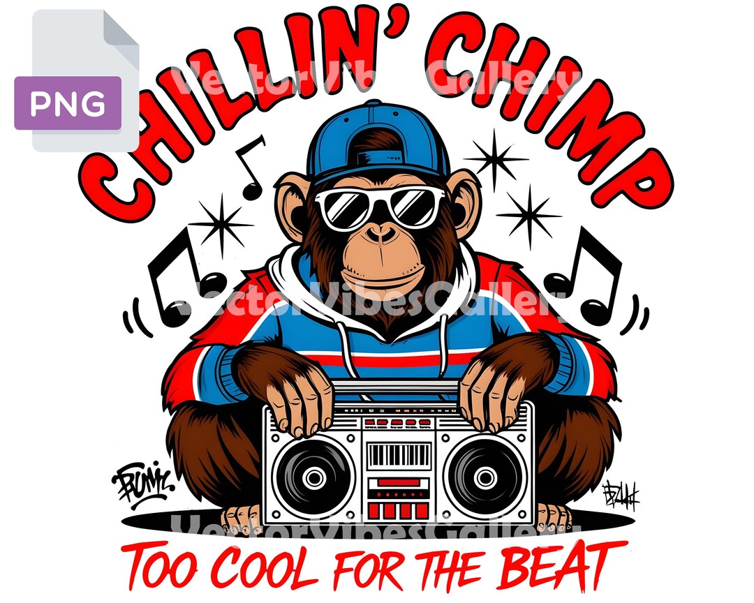 Chillin' Chimp PNG Shirt Design, Cool Monkey Graphic, Hip Hop Animal ...