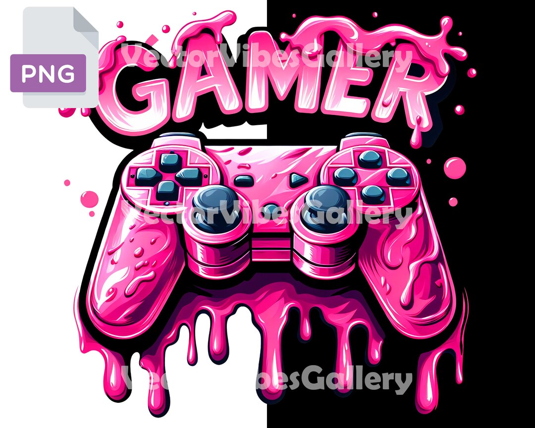 Dripping Pink Gamer Png, Graffiti Gaming Controller Sublimation Design ...