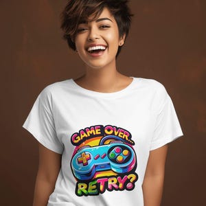 Game Over Retry Png, Gaming Sublimation Design, Printable Vintage ...