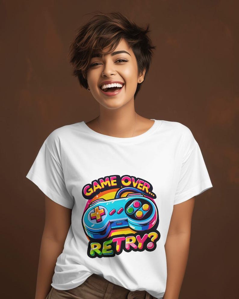 Game Over Retry PNG, Vintage Gaming Controller Sublimation (instant ...